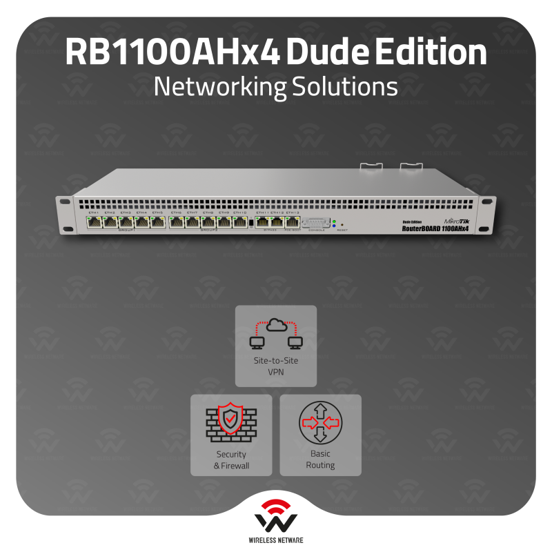 MikroTik RB1100AHx4 Dude Edition | 13-Port Router with M.2 Storage