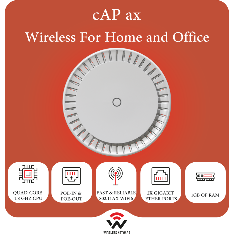 cAP ax: Ceiling Access Point with Gen6 Wi-Fi, PoE, and RouterOS